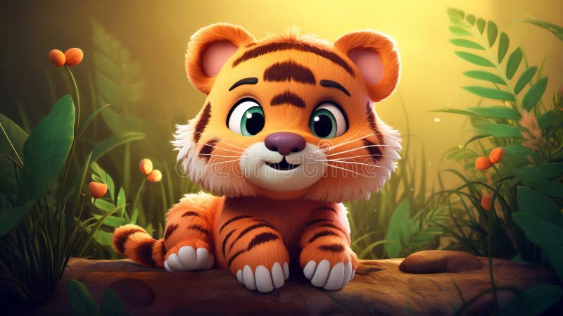 Cute Little Cartoon Tiger - Generative AI, AI Generated Stock ...