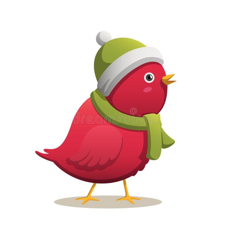 Cute Little Cartoon Winter Bird Stock Illustration - Illustration of ...