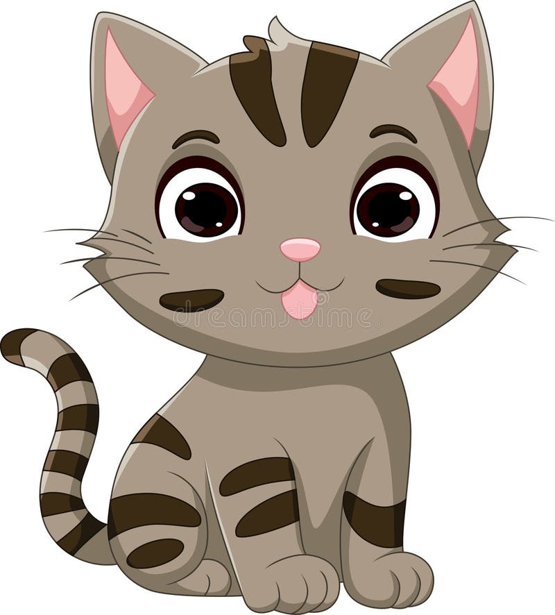 Cute little cat cartoon stock vector. Illustration of beautiful - 309664695
