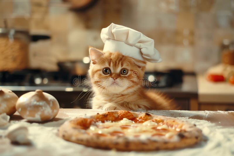 Cat in a chefs hat stock image. Image of chief, white - 315820695