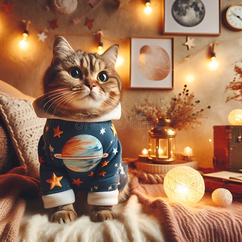 Cute Little Cat in Cosplay Costume Stock Illustration - Illustration of ...