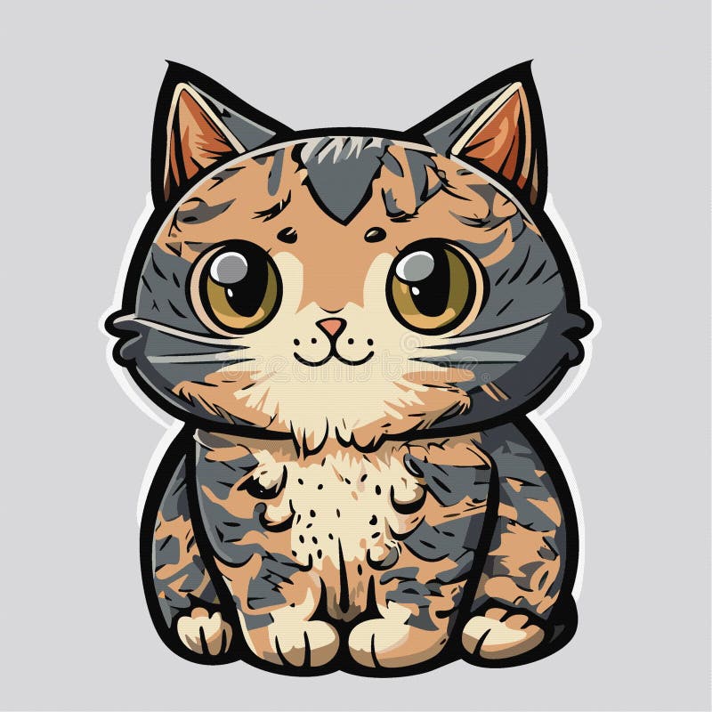 Cute Little Cat Kitten Alone Cartoon Animal Stock Vector - Illustration ...