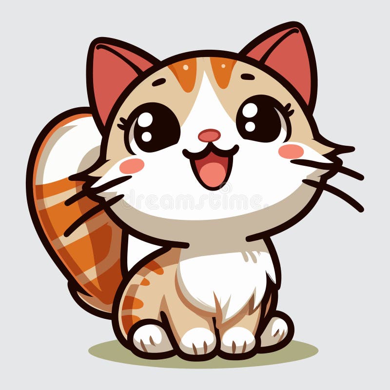 Cute Little Cat Kitten Isolated Art Vector 5 Stock Vector ...