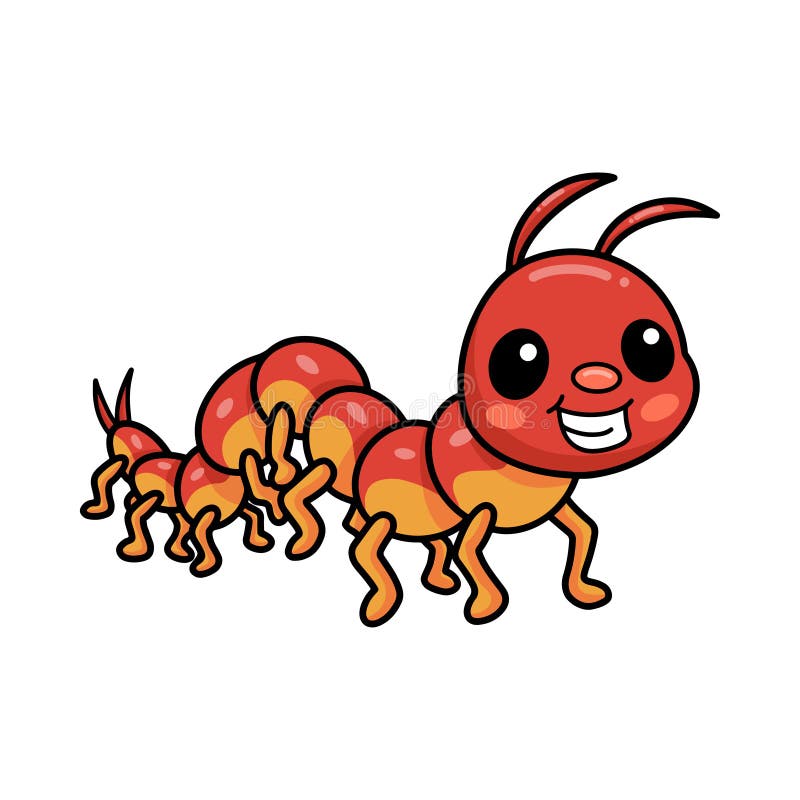 Cute Little Centipede Cartoon Character Stock Vector - Illustration of ...