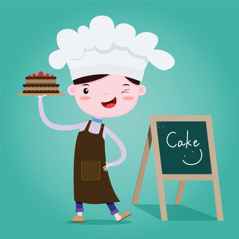 Cute Little Chef of Cake, Bakery Stock Illustration - Illustration of ...