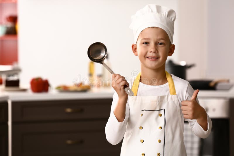 Cute Little Chef in Kitchen Stock Image - Image of little, culinary ...