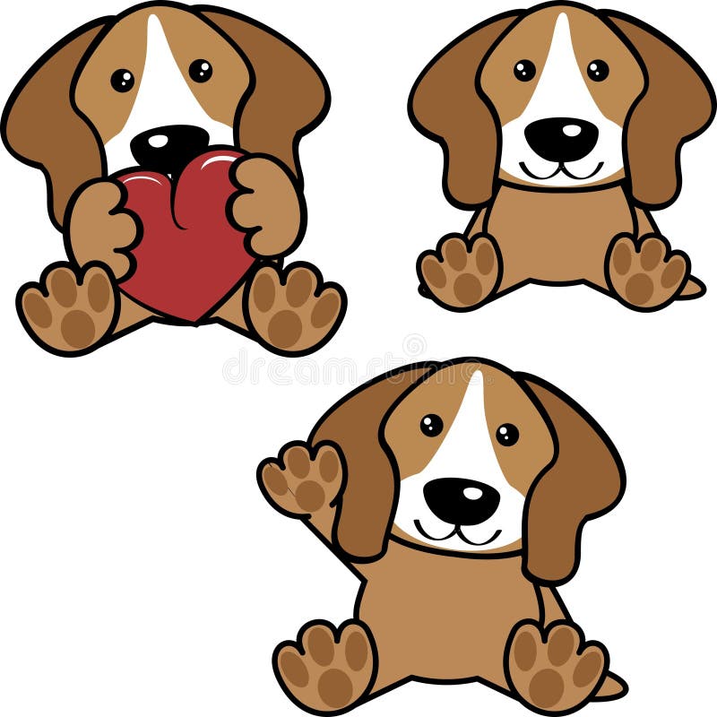 Cute Little Chibi Baby Puppy Character Cartoon Sitting Pack Stock ...