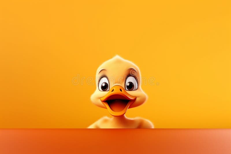 Cute Little Chick Character Isolated on Orange Background. 3d Rendering ...