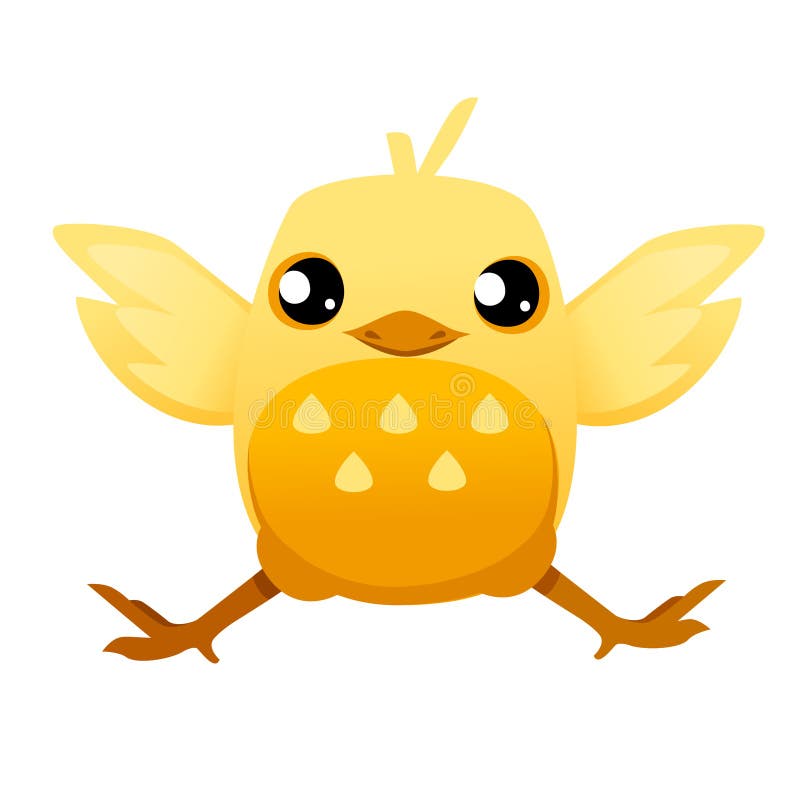 Cute Little Chick Jump Up Front View Cartoon Character Design Flat ...