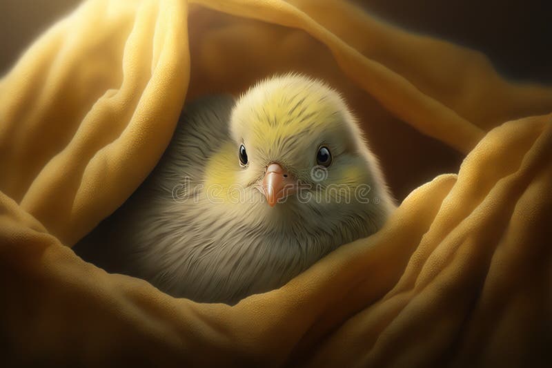 Cute Little Chick Peeks Out from Under the Blanket, Generated by AI ...