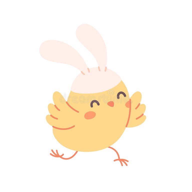 Cute Little Chicken with Rabbit Ears. Easter Chick. Vector Illustration ...