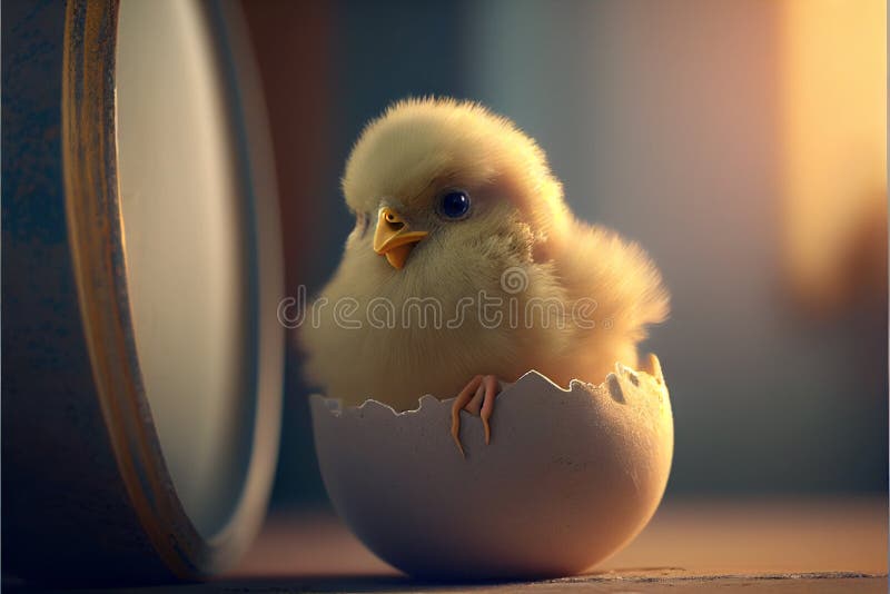 Cute Little Chicken in a Shell. AI Generated. Stock Illustration ...