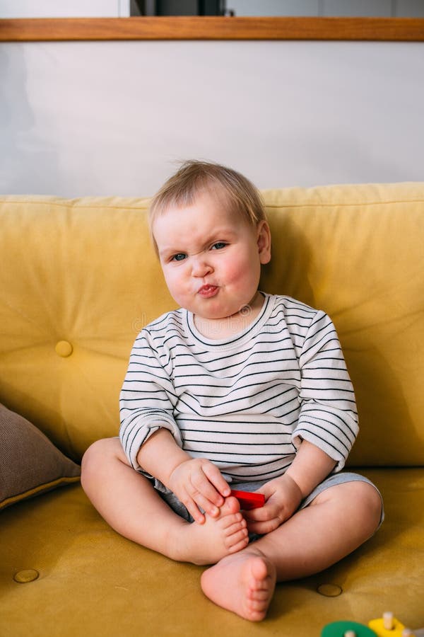 Cute Little Child is Playing at Home Stock Photo - Image of leisure ...