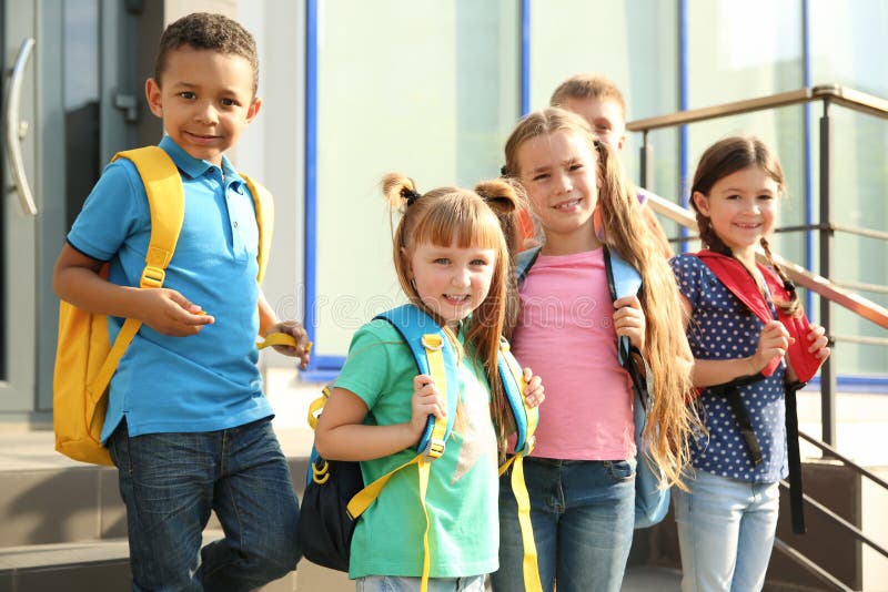 Cute Little Children with Backpacks Outdoors Stock Photo - Image of ... Cute Little Children with Backpacks Outdoors Stock Photo - Image of ...