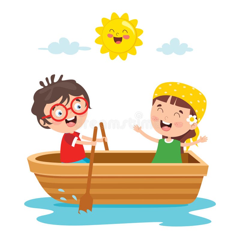 Cute Little Children on Boat Stock Vector - Illustration of childhood ...