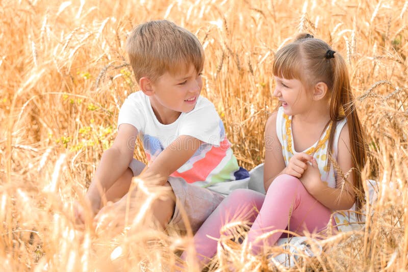 Children in wheat field stock image. Image of active - 26113903