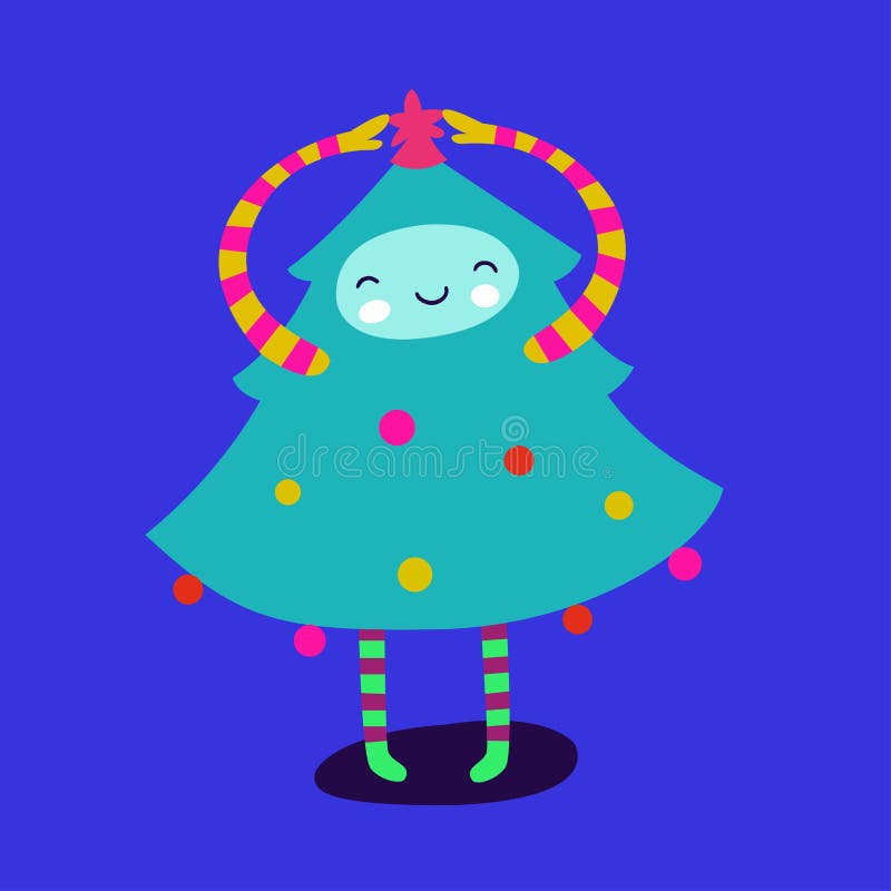 Cute Little Christmas Tree Illustration. Stock Vector - Illustration of ...