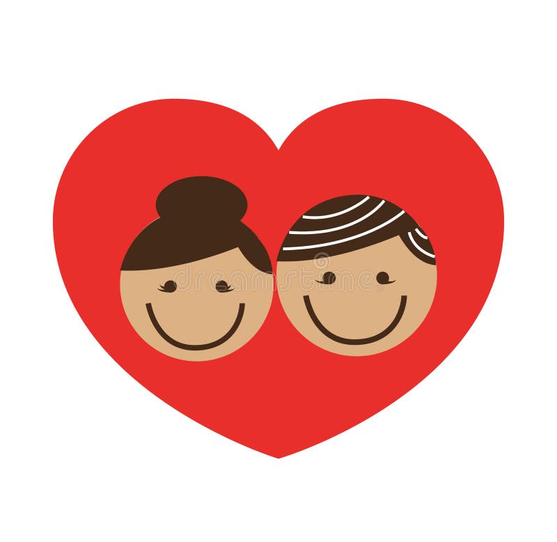 Cute Little Couple Isolated Icon Stock Illustration - Illustration of ...