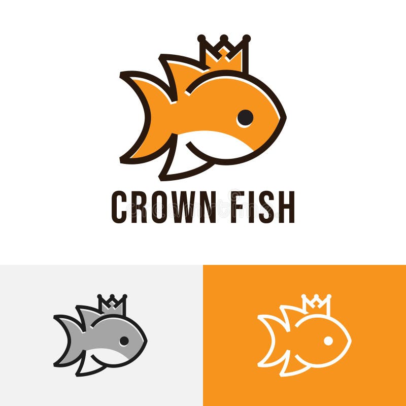 Cute Little Crown Fish Line Logo Symbol Stock Vector - Illustration of ...