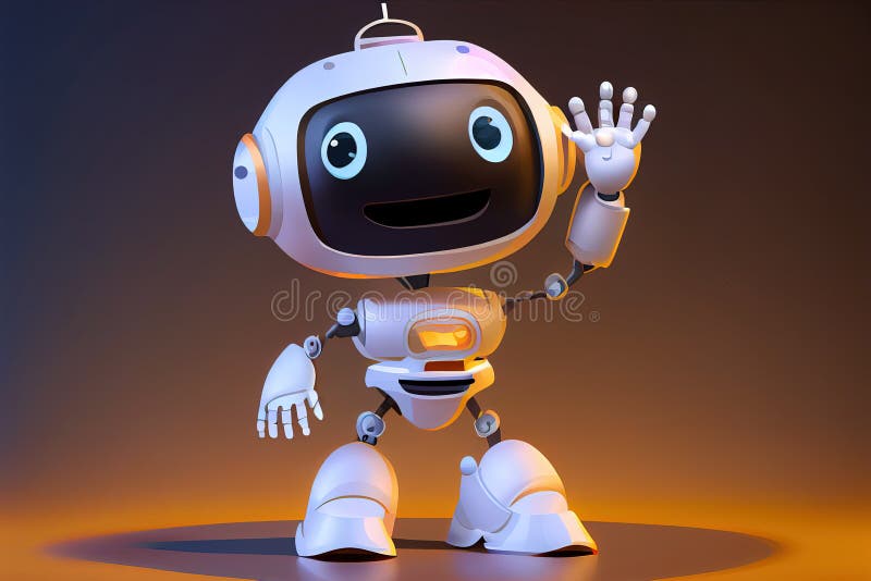 Cute Little 3d Robot. Generative AI Stock Illustration - Illustration ...