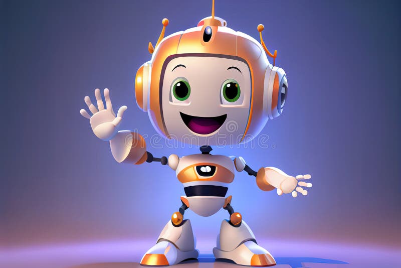 Cute Little 3d Robot. Generative AI Stock Illustration - Illustration ...
