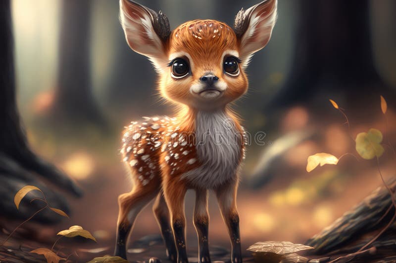 Cute Little Deer in Style of 3D Cg Render Stock Illustration ...