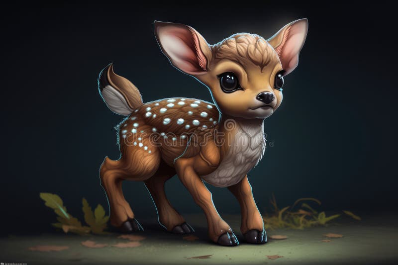 Cute Little Deer in Style of 3D Cg Render Stock Illustration ...