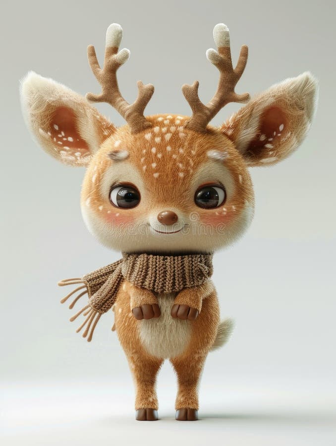 A Cute Little Deer Wearing a Scarf Stock Illustration - Illustration of ...