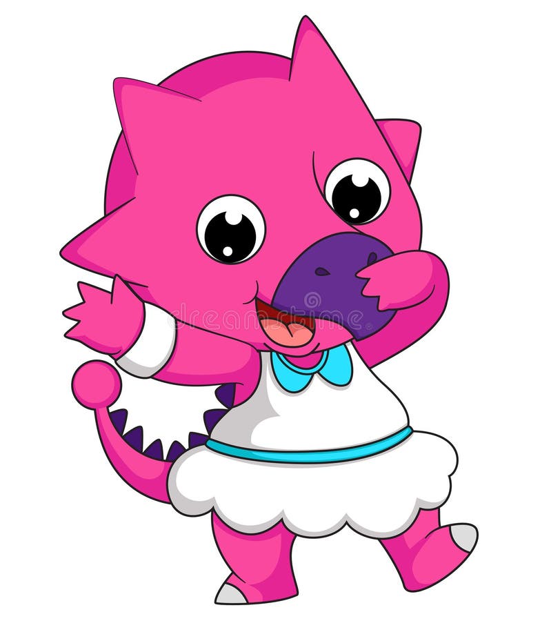 Cute Little Dinosaur Cartoon Dancing Stock Vector - Illustration of ...