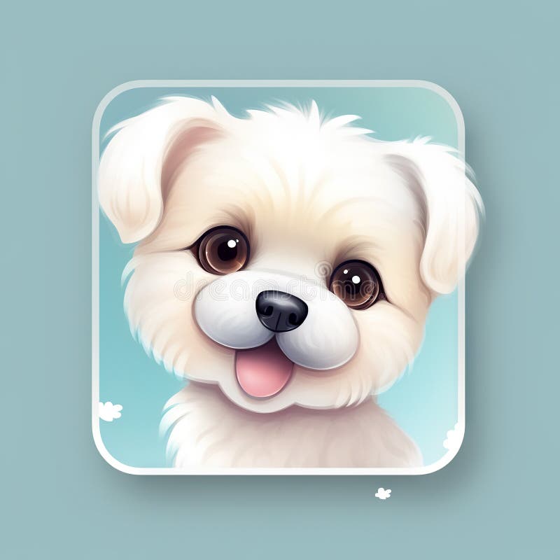 Cute Little Dog - Ios Style Icon - Generative AI, AI Generated Stock ...