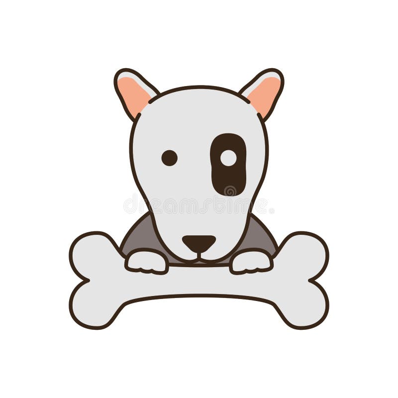 Cute Little Dog Pit Bull with Bone Fill Style Icon Stock Vector ...