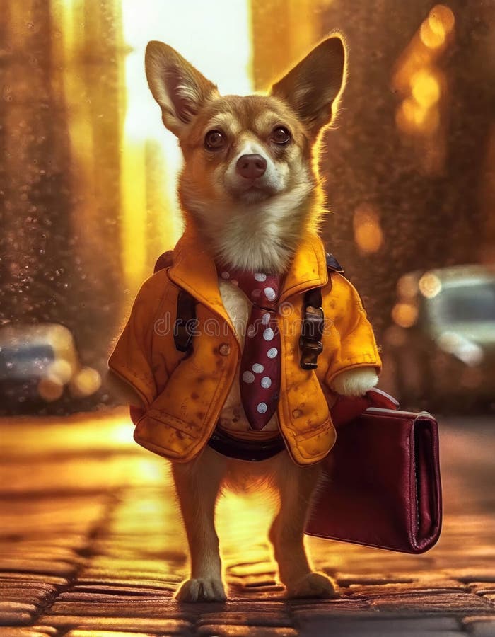 A Cute Little Dog Ready To Go To Work Stock Illustration - Illustration ...