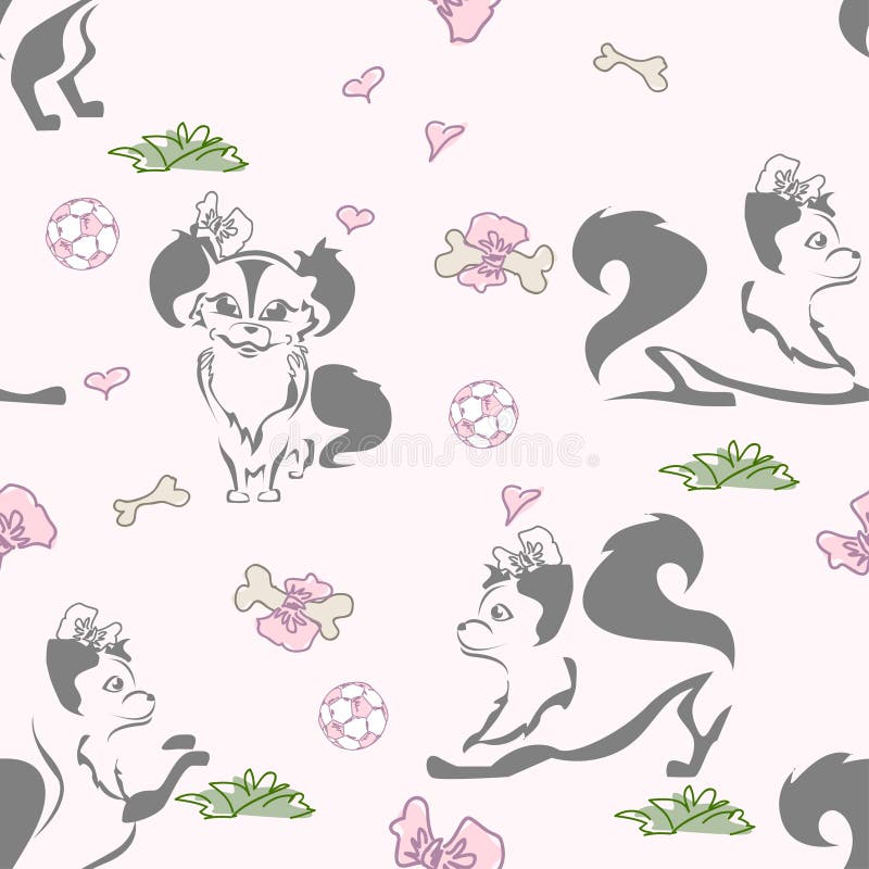 Cute Little Dog Seamless Pattern Stock Vector - Illustration of ...