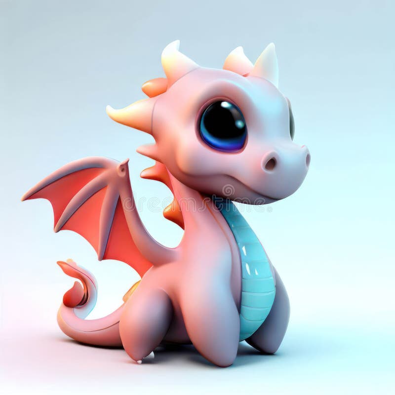 Cute Little Dragon in 3D Style in Room with Studio Lighting.generative ...