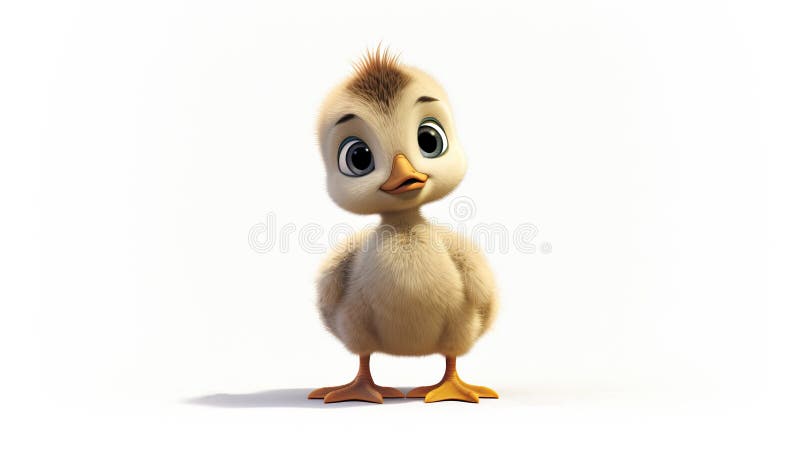 Cute Little Duckling Isolated on White Background. Stock Illustration ...