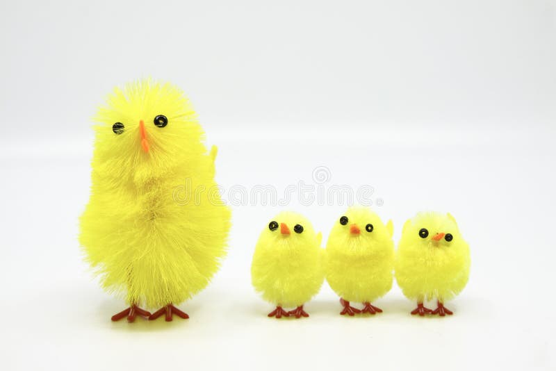 Cute Little Easter Chicks Standing in a Row with an Easter Egg Stock ...