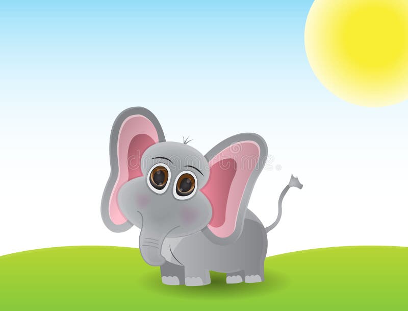 Cute Little Elephant Cartoon Stock Vector - Illustration of element ...