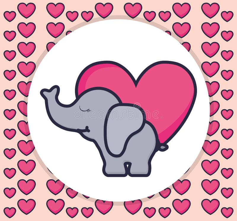 Cute and Little Elephant with Heart Stock Vector - Illustration of ...