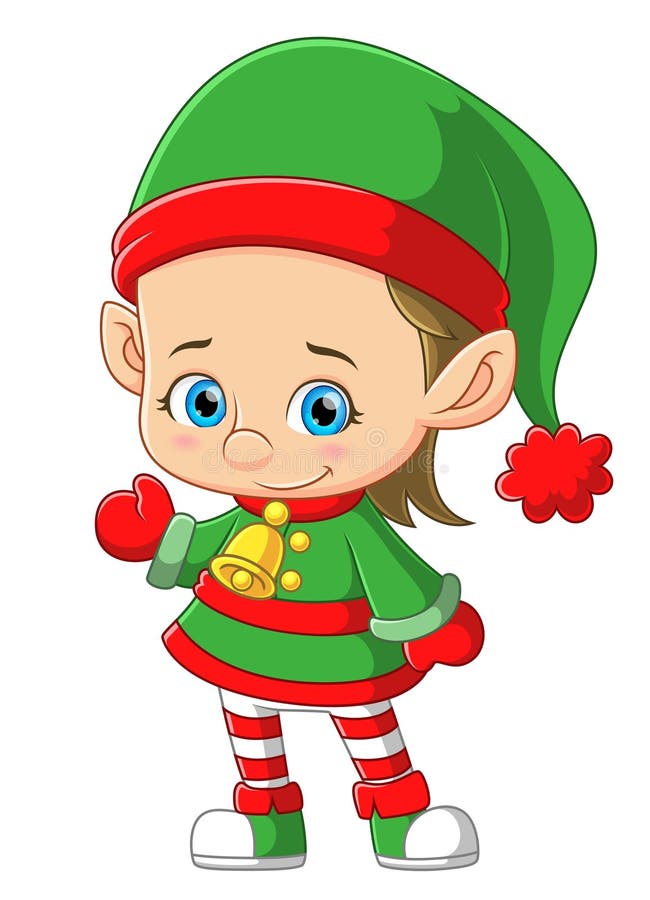 A Cute little elf greets stock vector. Illustration of fantasy - 262969030