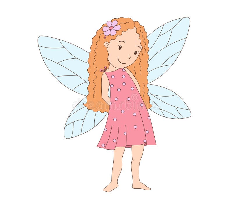 Cute Little Fairy Isolated on White Background. Vector Flat ...