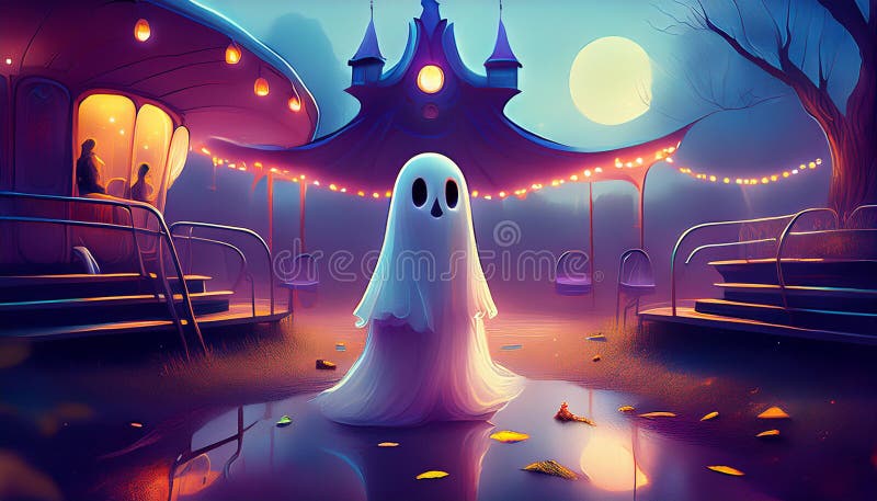 Cute Little Floating Ghost, Dot Eyes, Melancholic Expression, Floating ...