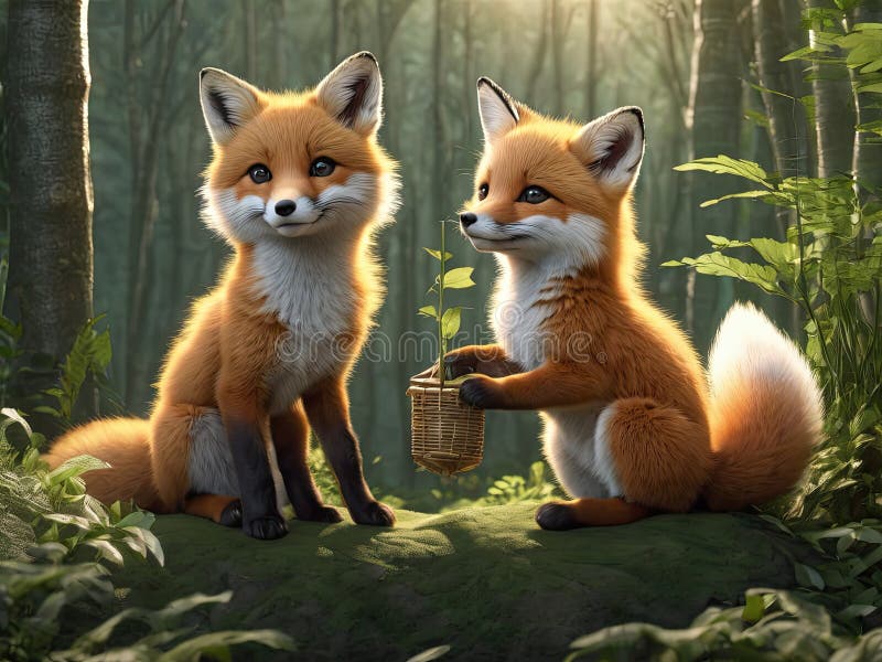 Cute little fox stock illustration. Illustration of little - 299656921