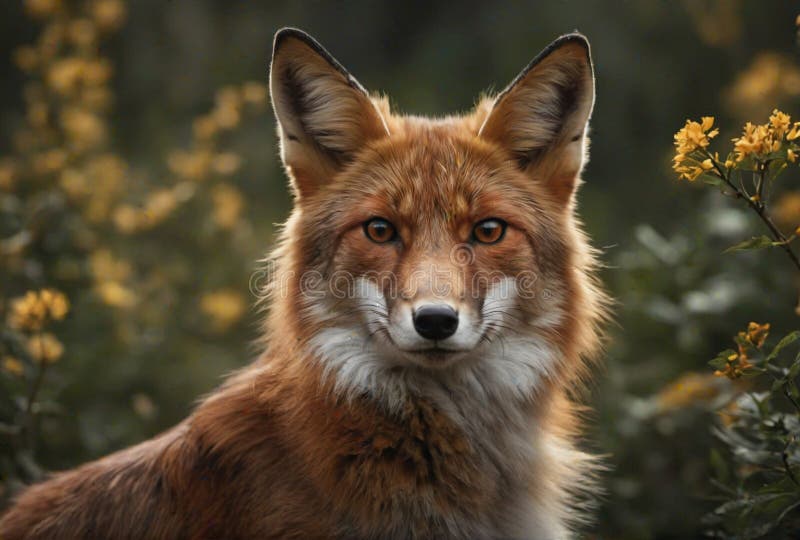 A Cute Little Fox in the Forest Looks Back. Stock Illustration ...