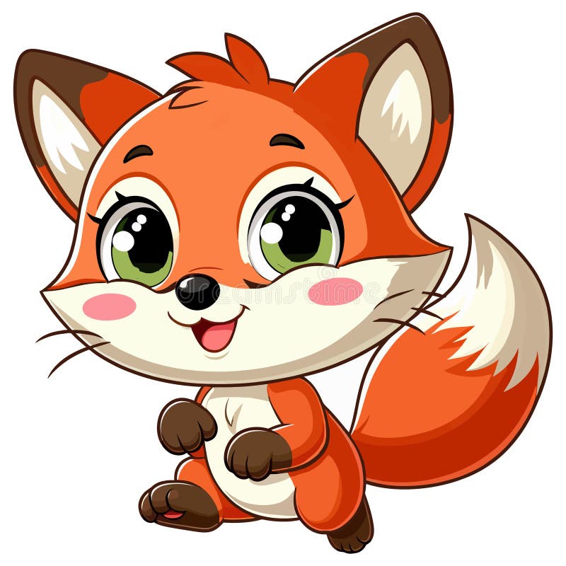A Cute Little Fox Happy Vector Illustration Stock Vector - Illustration ...