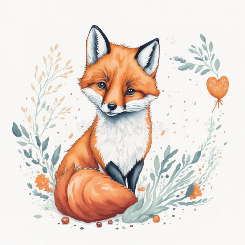 A cute little fox stock image. Image of generated, baby - 278669561