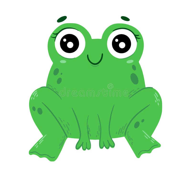 A Cute Little Frog in a Cartoon Style. Toad Sits Smiling Stock Vector ...