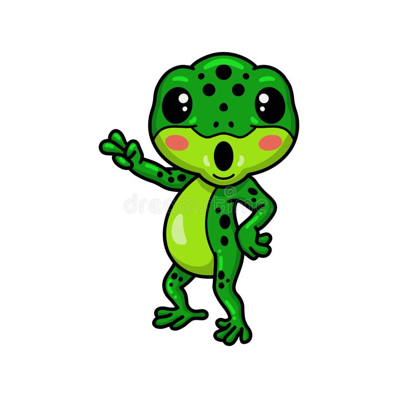 Cute Little Frog Cartoon Waving Hand Stock Vector - Illustration of ...