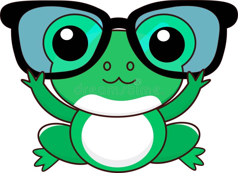 Cute Little Frog with Glasses, Illustration Stock Vector - Illustration ...