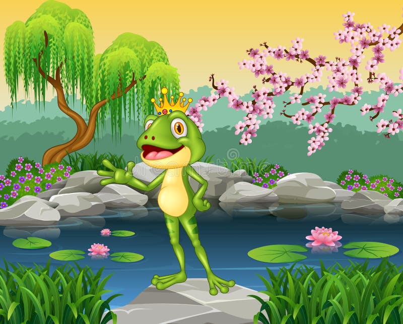 Frog king cartoon stock vector. Illustration of nature - 34605821