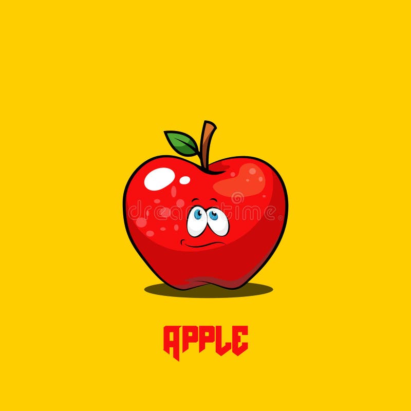 Cute Little Funny Apple Cartoon Character Stock Vector - Illustration ...